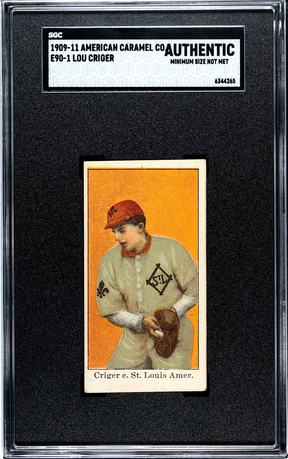 1909 E90-1 American Caramel: LOU CRIGER St. Louis Browns VG-EX+ ~ SGC A ...