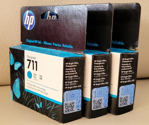 3 Packs Genuine HP DesignJet #711 29-ml CYAN CZ130A Ink Cartridges *NEW ...