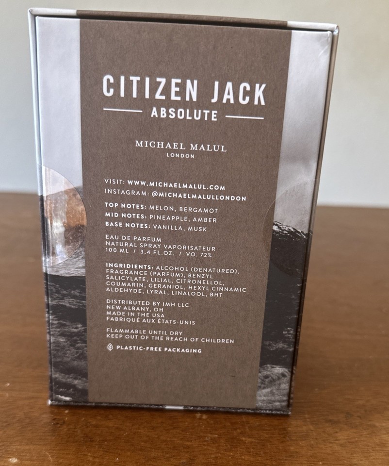 Citizen Jack Absolute by Michael Malul Eau De Parfum 3.4oz 100ml Men ...