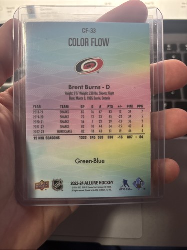 2023-24 Upper Deck Allure - Color Flow Brent Burns #CF-33 Green Blue | eBay