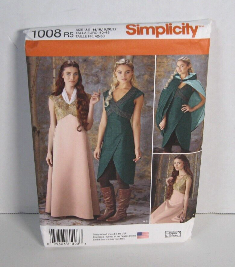 Simplicity Sewing Pattern 1008 R5 Misses' Costumes Dress Cape Bodice ...