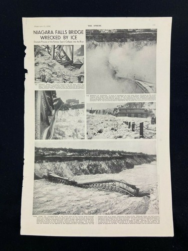 Niagara Falls Bridge Wrecked By Ice Magazine Page 10.75 x 13.75 | eBay