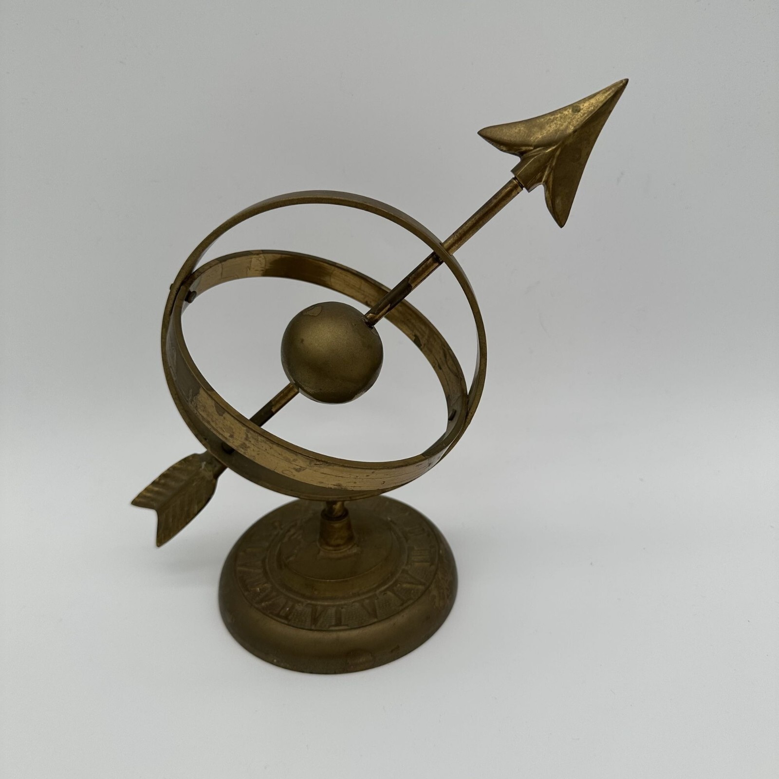 Antique Brass Armillary Sphere Gimbal Decor W/ Arrow Design & Roman ...