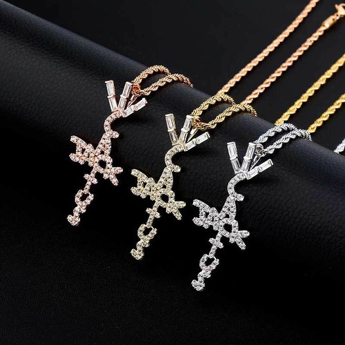 Iced Travis Scott Cactus Jack Cross Pendant & 24" Rope Chain Hip Hop ...