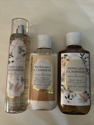 Bath & Body Works Snowflakes & Cashmere Body Mist Body Wash & Lotion ...