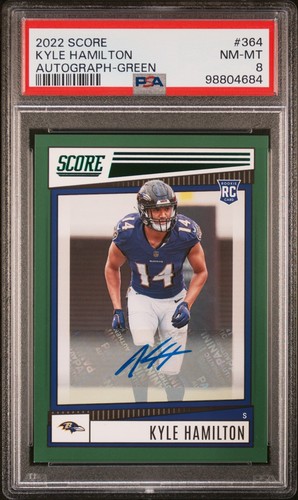 2022 Panini Score Kyle Hamilton Green Rookie Auto Autograph RC #364 PSA ...