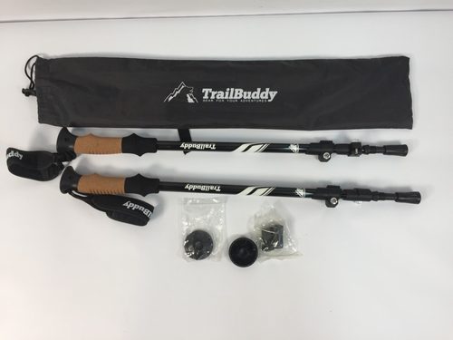Set of 2 - TrailBuddy Adjustable Trekking Poles Hiking Walking Sticks Black | eBay