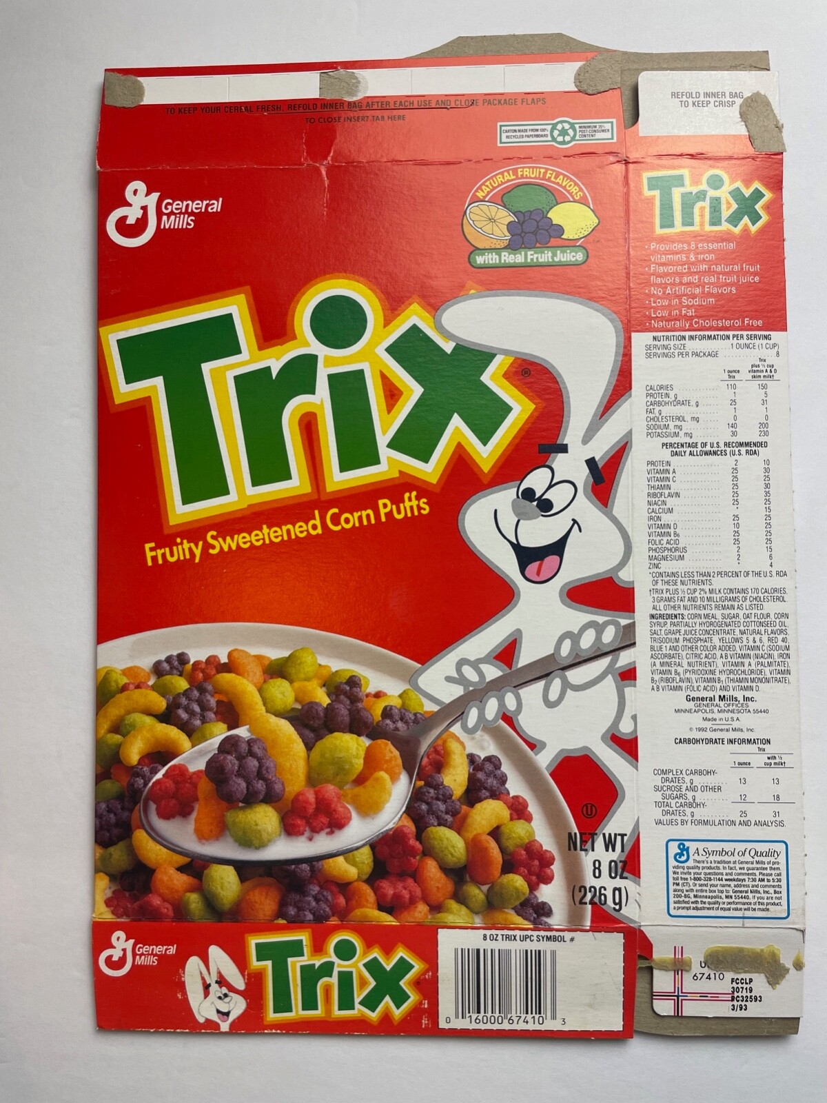 1993 TRIX rabbit Cereal box General Mills vintage kids food | eBay