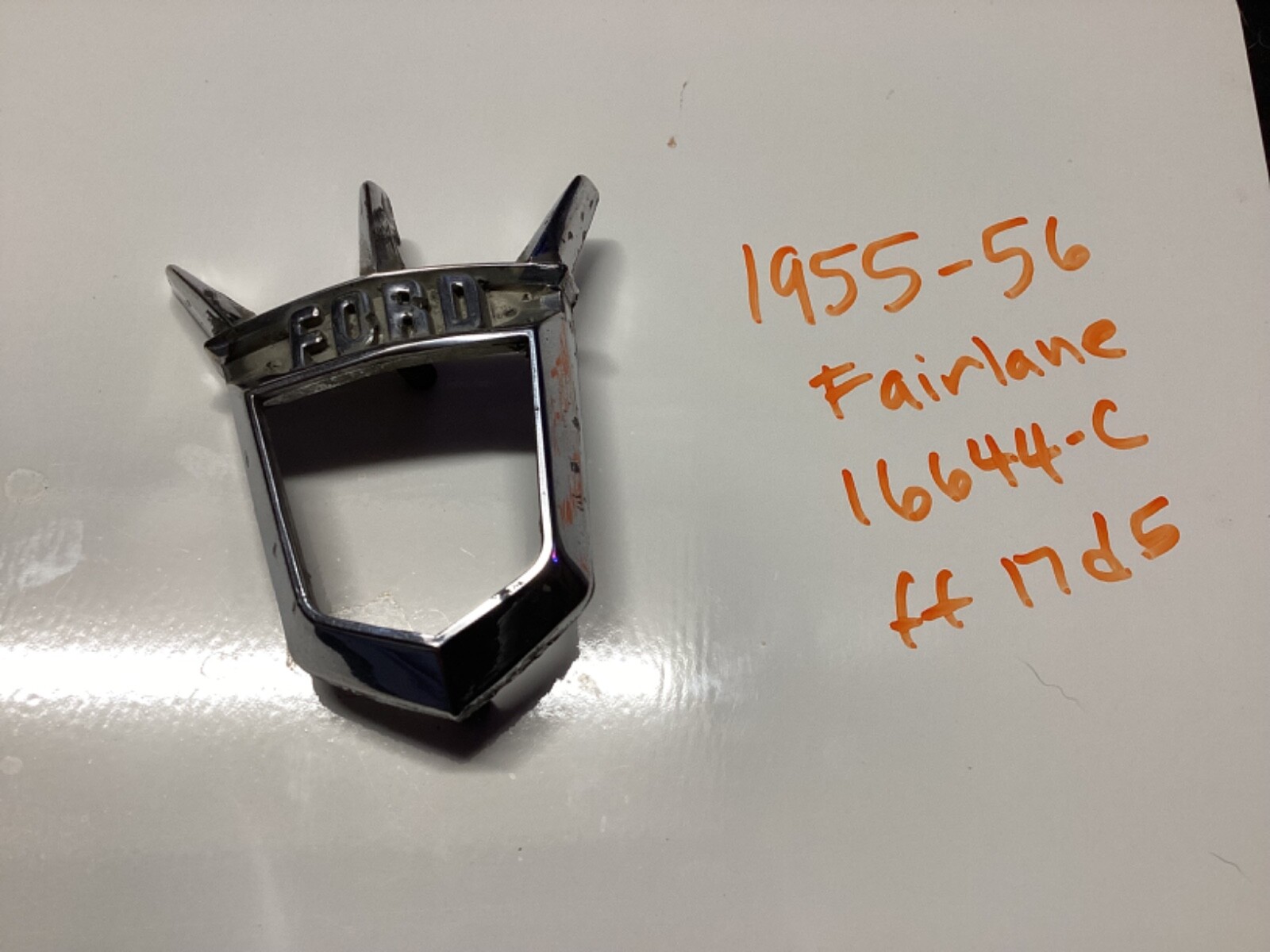 1955 56 FORD FairLane HooD ornament retainer AutoMobile EmBLeM Original ...