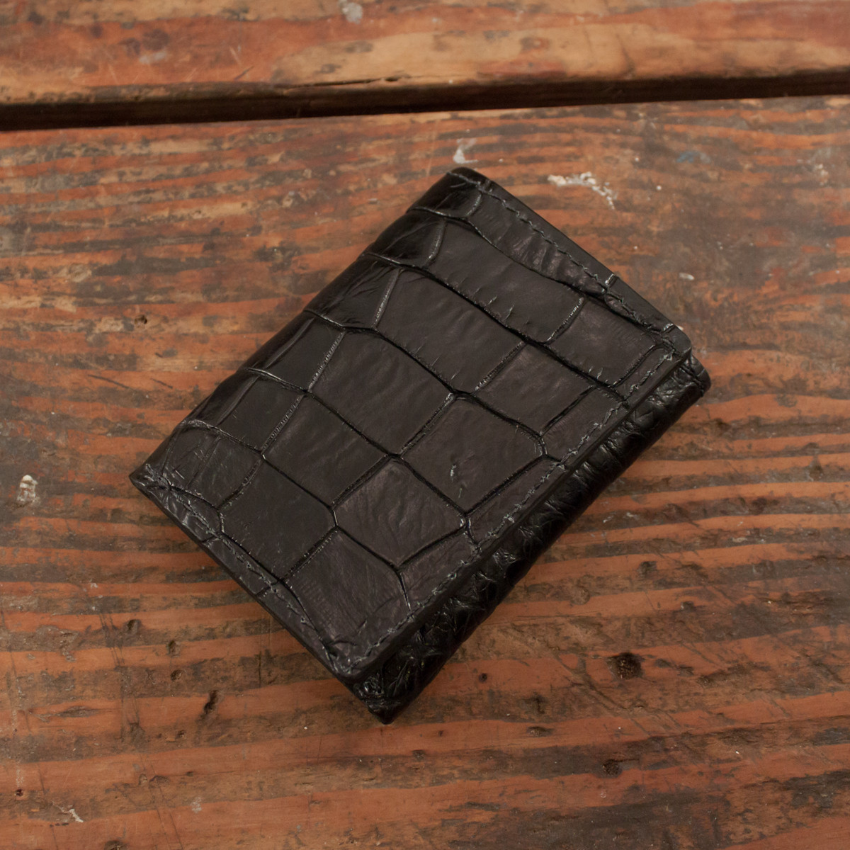 Black Alligator Trifold Wallet Amish Hand Made from Genuine Gator Skin ...