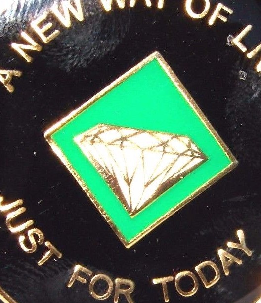 Narcotics Anonymous AA NA Green 20 Year Recovery Gold White Medallion ...