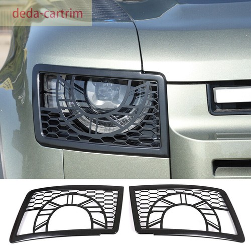 Metal Black Front Headlight Lamp Guards Trim For Land Rover Defender 90 ...