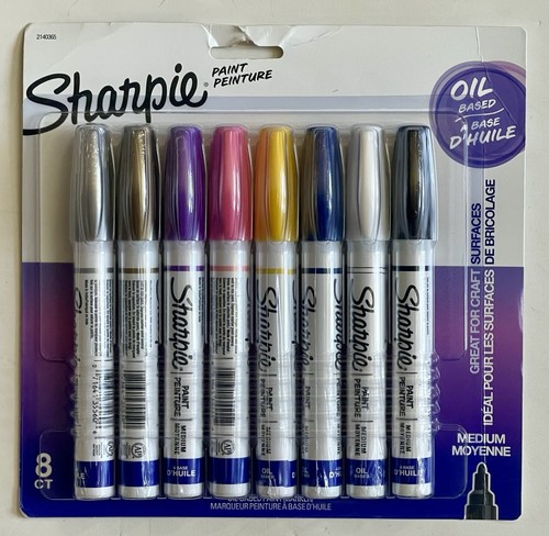 SHARPIE OIL BASED ASSORTED COLORS PAINT MARKERS-MEDIUM POINT-8CT ...
