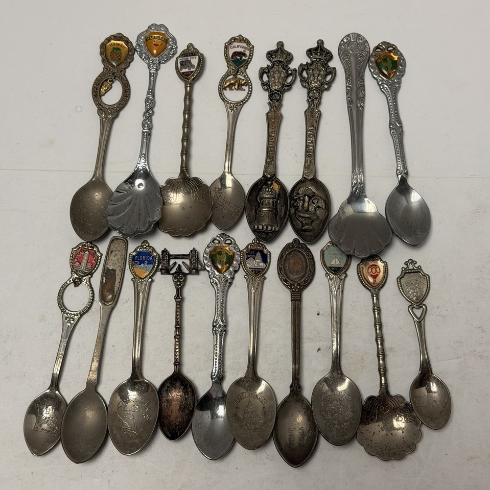 Lot of 18 Vintage Travel Souvenir Spoons – Portugal, Europe & USA Some ...
