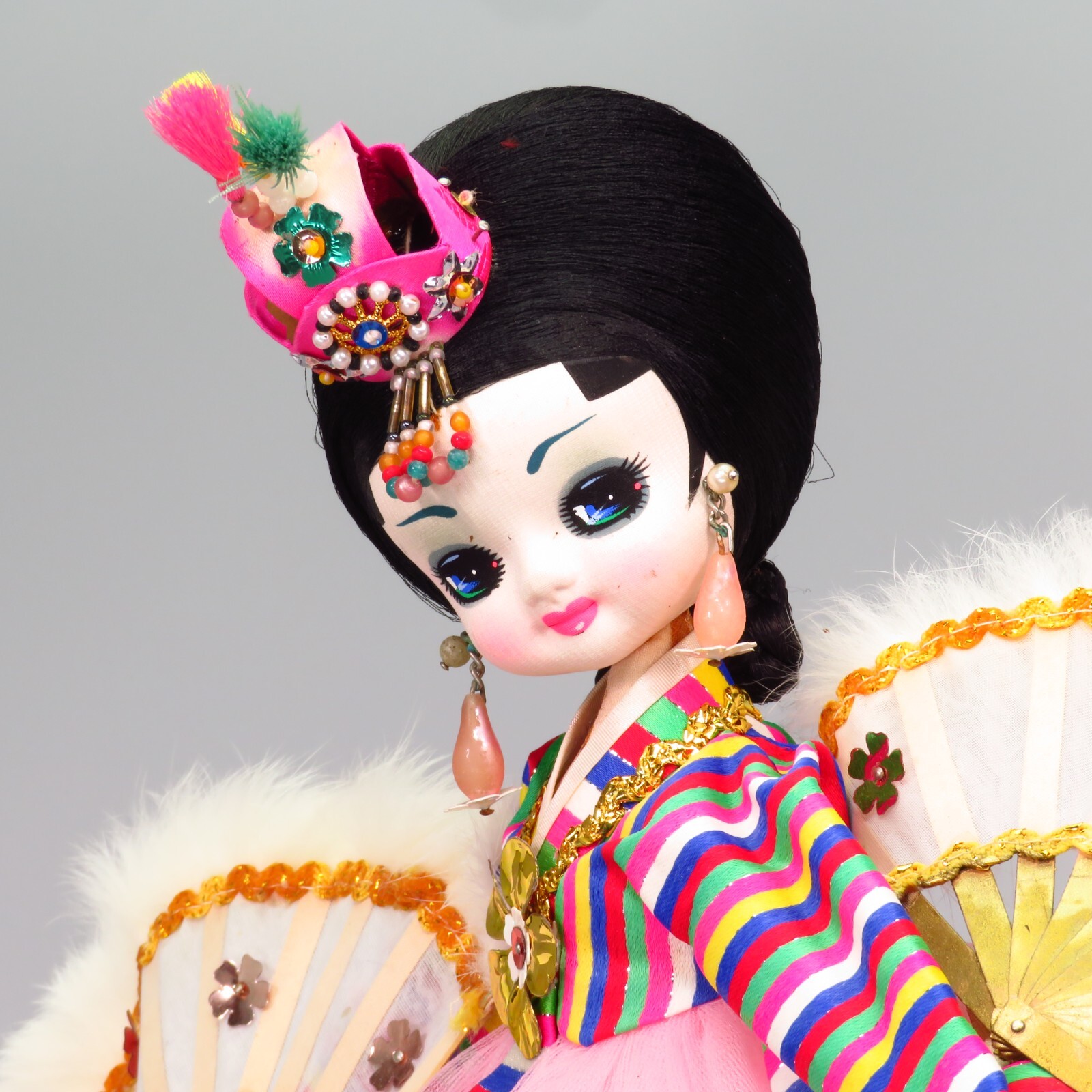 Vintage Big Eye Doll Geisha Fan Dancer Japan Bradley Stockinette Cloth ...