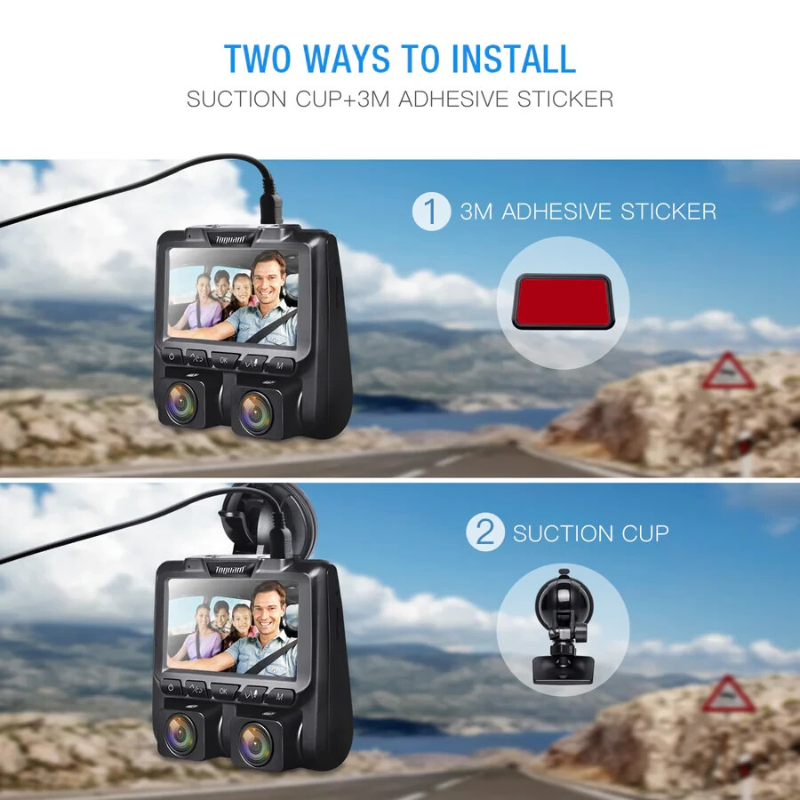 Toguard CE45 Uber Dual Dash Cam Full HD 1080P Inside and Outside Car ...