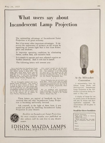 1925 Print Ad GE Edison Mazda Incandescent Movie Projection Lamps ...