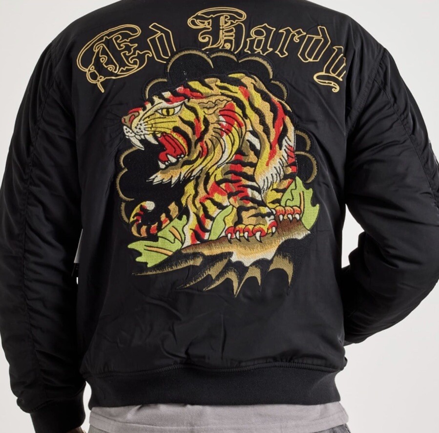 Ed Hardy Bomber Jacket Mens Brand New Embroided TIGER Size Medium | eBay