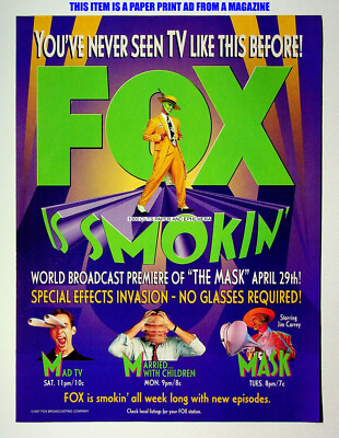 The Mask Fox TV 1997 Jim Carrey Trade Print Magazine Ad Poster ADVERT ...