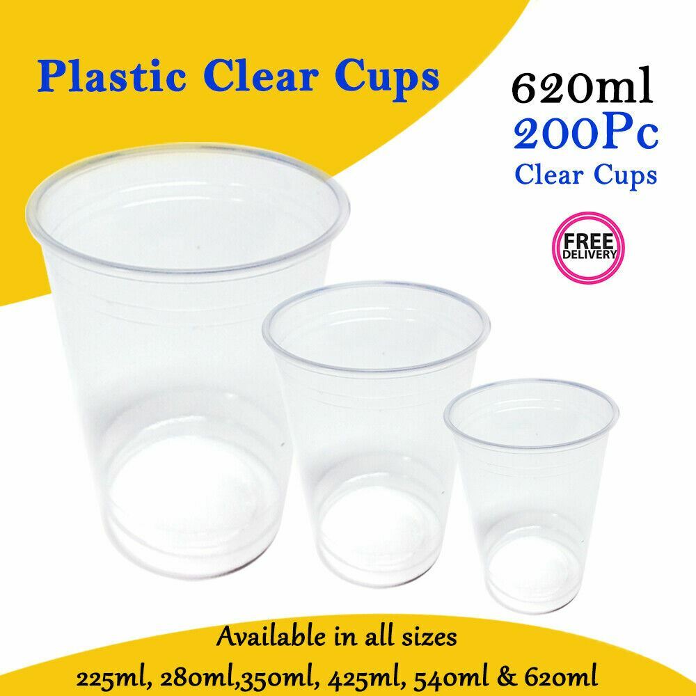 Reusable Plastic Cups Various Sizes 200Pk Party Smoothie Milkshake ...