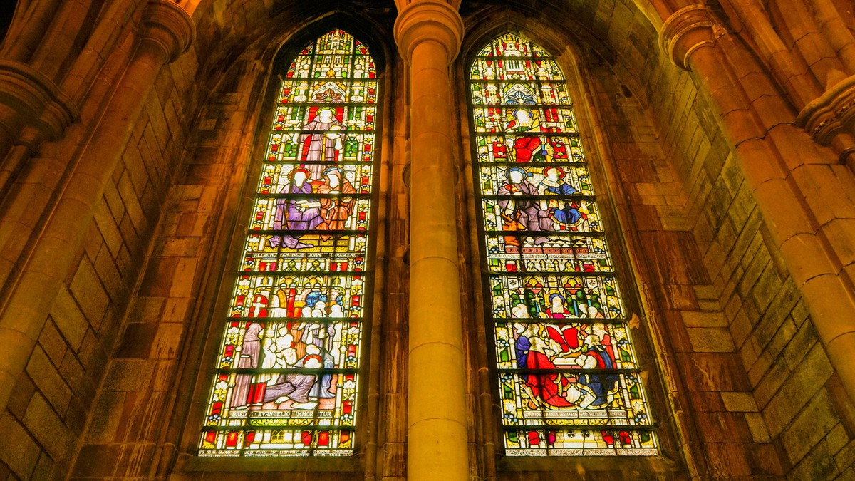 Spanish Arched Window Stained Glasd