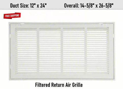 Air Return Grille Vent Cover Filtered 12" x 24" Duct Size Wall Ceiling ...