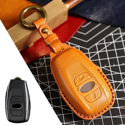 Leather Car Key Fob Case Cover For Subaru BRZ Forester Outback Impreza ...