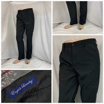 English Laundry Pants 36x32 Gray Stripe Flat Front Poly Viscose YGI O2 ...
