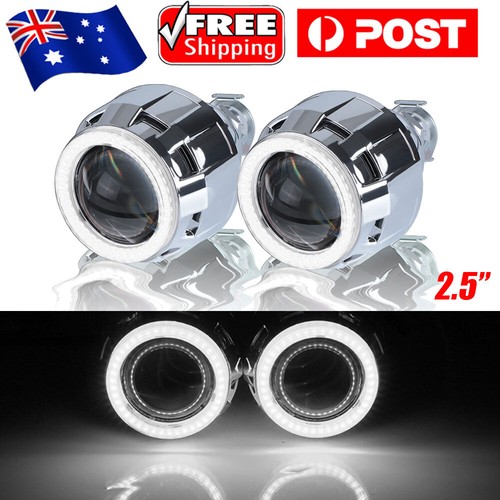 2x RHD 2.5" White LED Angel Eyes HID Bi-xenon Projector Lens Headlight ...