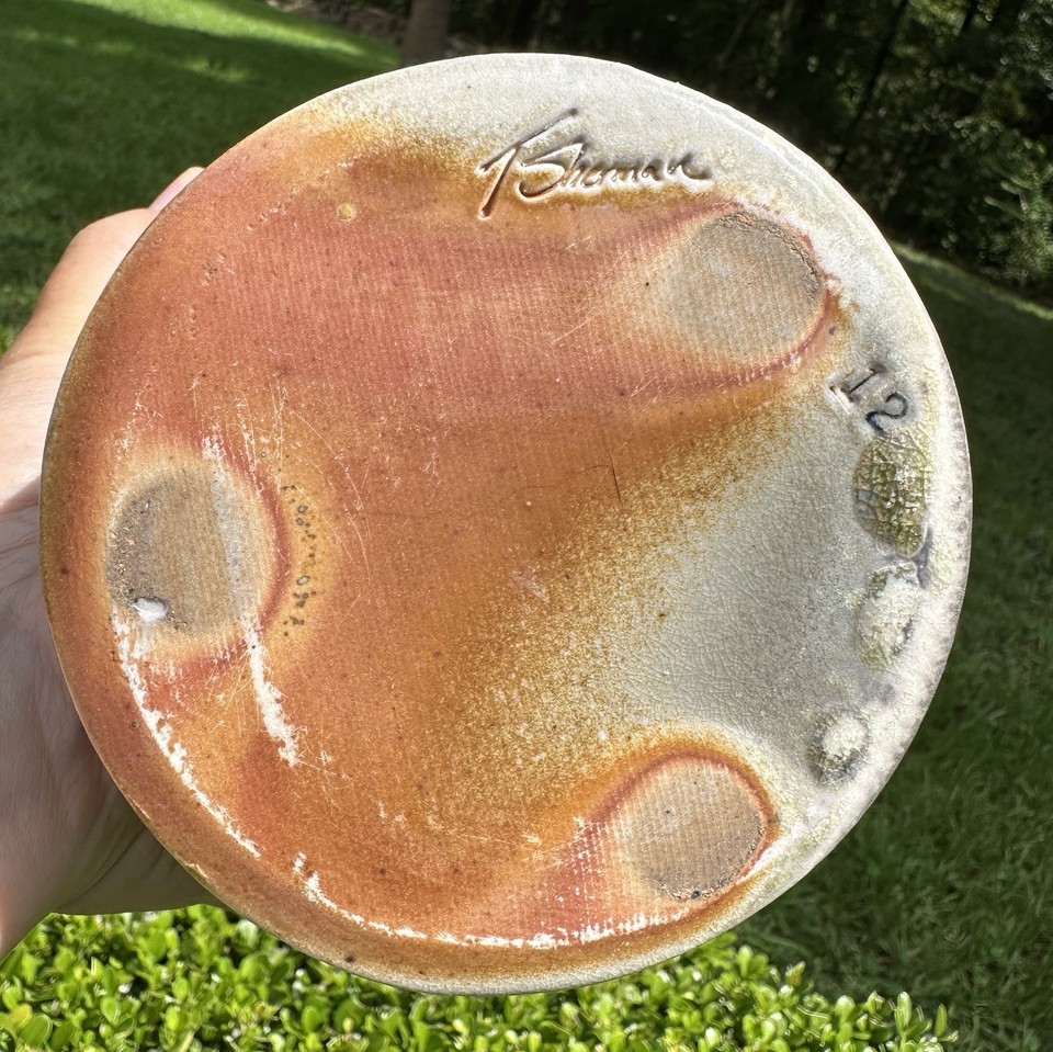 Tim Sherman Studio Pottery Pitcher Wood Fired Blue Drip Ash Glaze ...