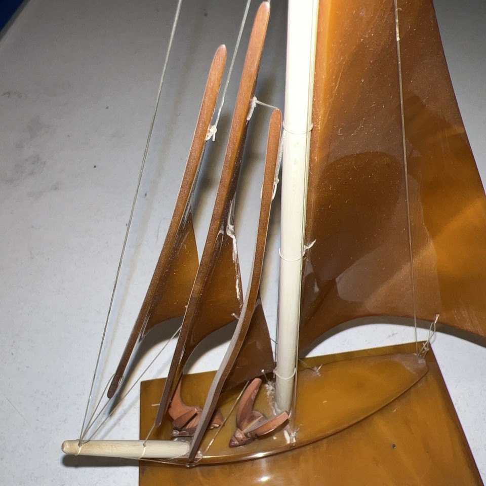 Amber Phenolic Bakelite - Sail Boat With Birds - 215 mm High 133 Grams ...
