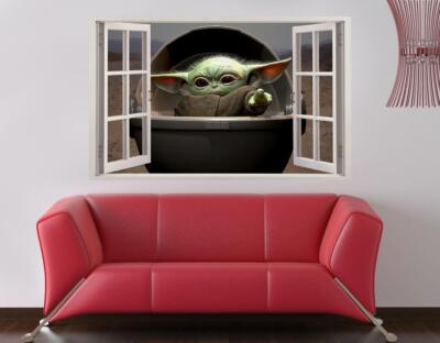 Baby Yoda The Mandalorian 3D Window Decal Wall Sticker Art Mural TV ...