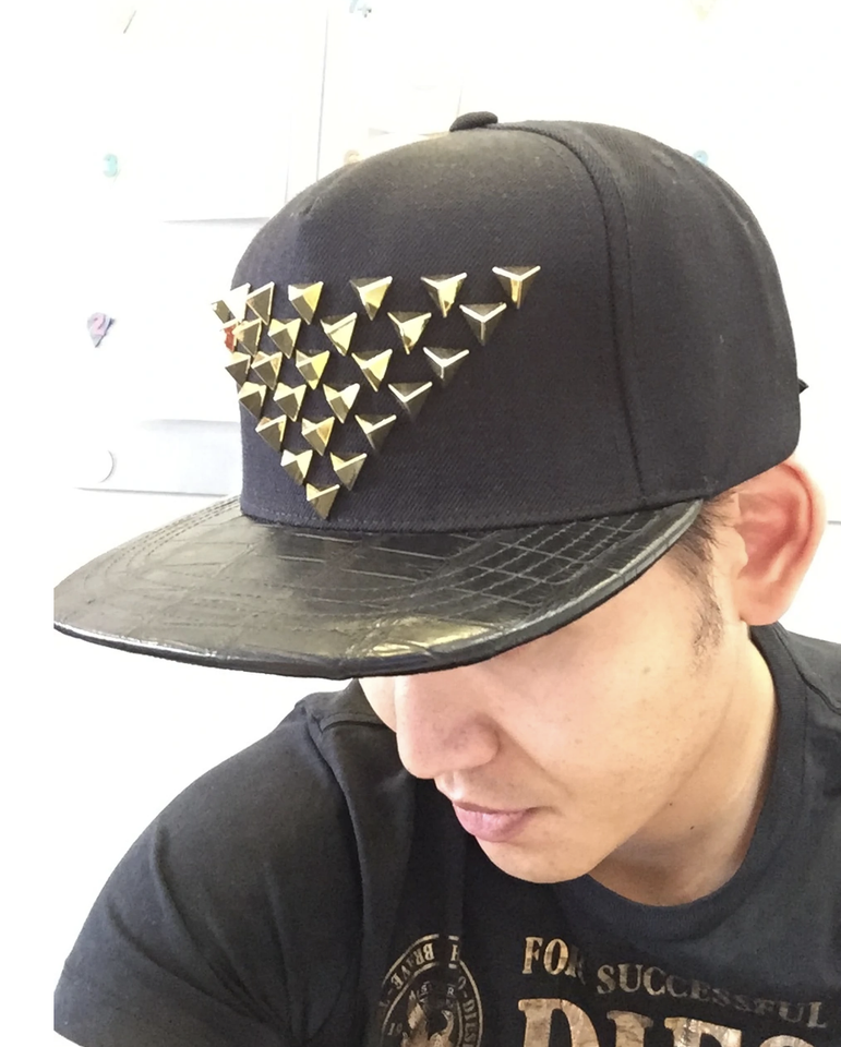 1 Of 1 Custom Designer Croc & Lamb Skin Pyramid Studs Black Hat | eBay