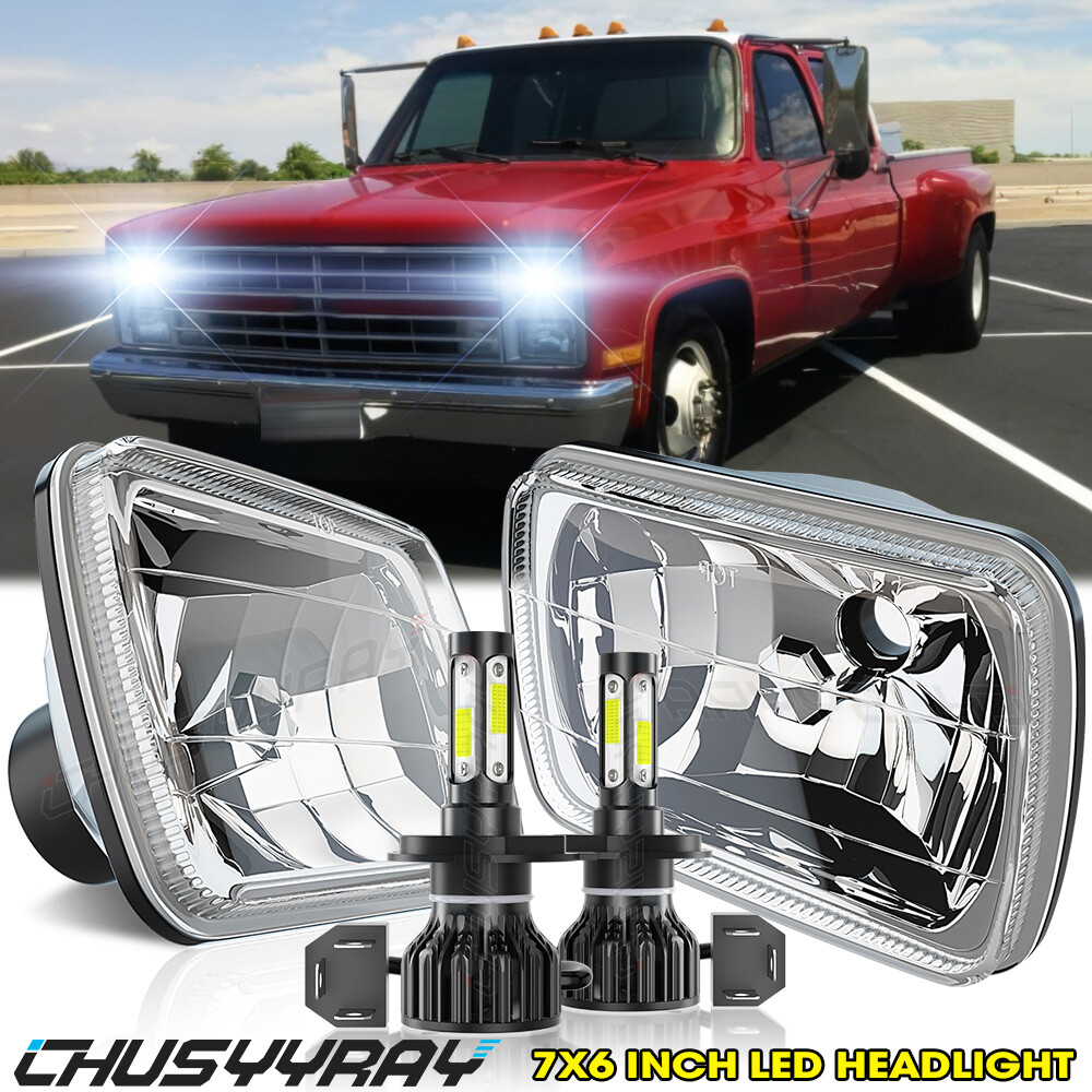 Fit Chevrolet C10 C20 C30 1981-1986 Pair 7x6" LED Headlights Hi/Low ...