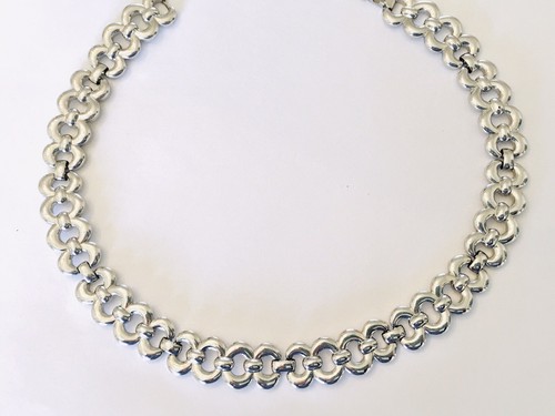 Vintage MONET ~ Heavy & Thick Link ~ 13.75” Silver Tone Choker Necklace ...