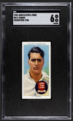 1938 John Player & Sons Cricketers Tobacco Kenneth Farnes #8 SGC 6 EX ...