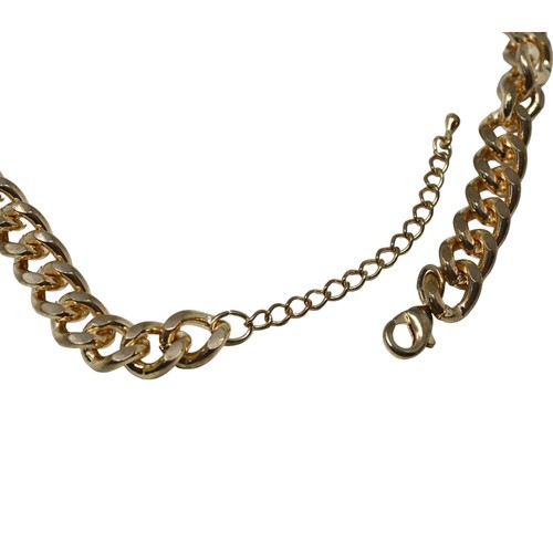Vintage Statement Gold Metal Chain Studded w Large Rhinestones 18" Long ...