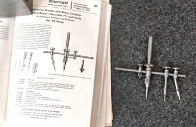 STARRETT No. 89 Universal Dividers 4 Inch BEAM COMPASS Straight arm ...