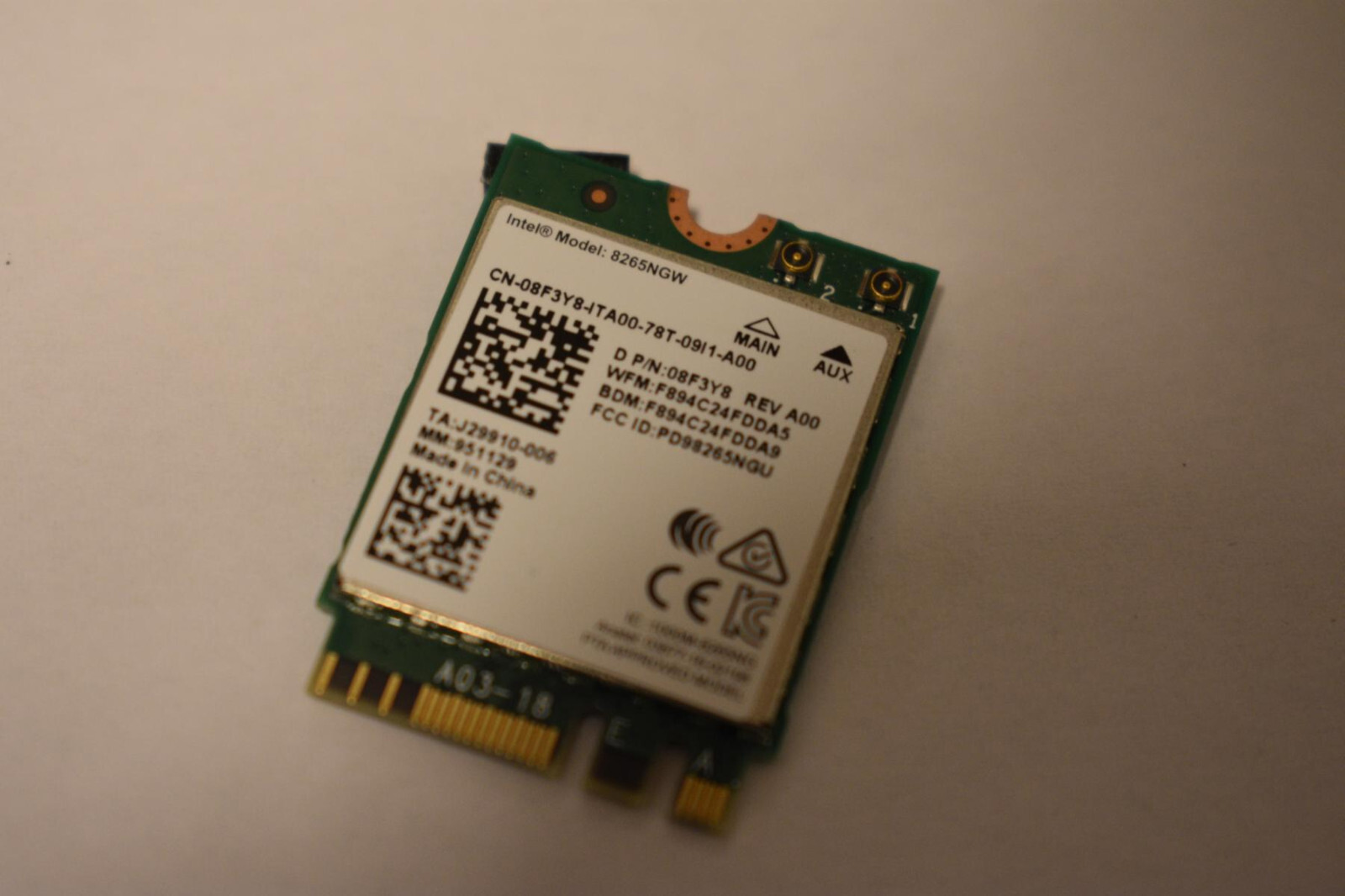 Intel 8265 NGW WLAN Wifi 2,4GHz + 5GHz Band 08F3Y8 für DELL E5480 E5580 ...