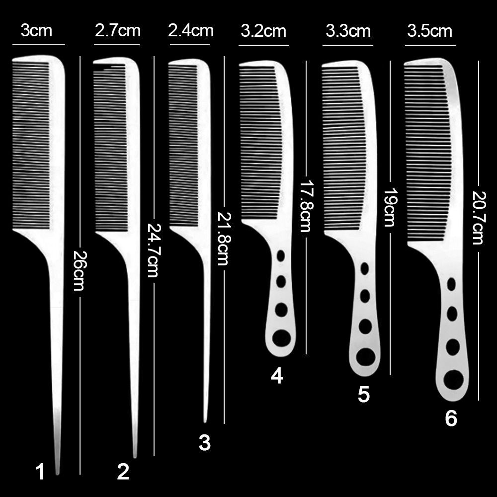 Stainless Steel Hairdressing Styling Comb Silver Metal Barber Comb Men ...
