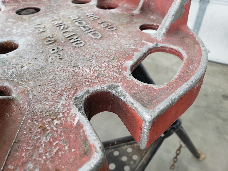 460 Ridgid Tristand 1/8-6 Portable Clamp Vise Pipe Threading Tripod ...