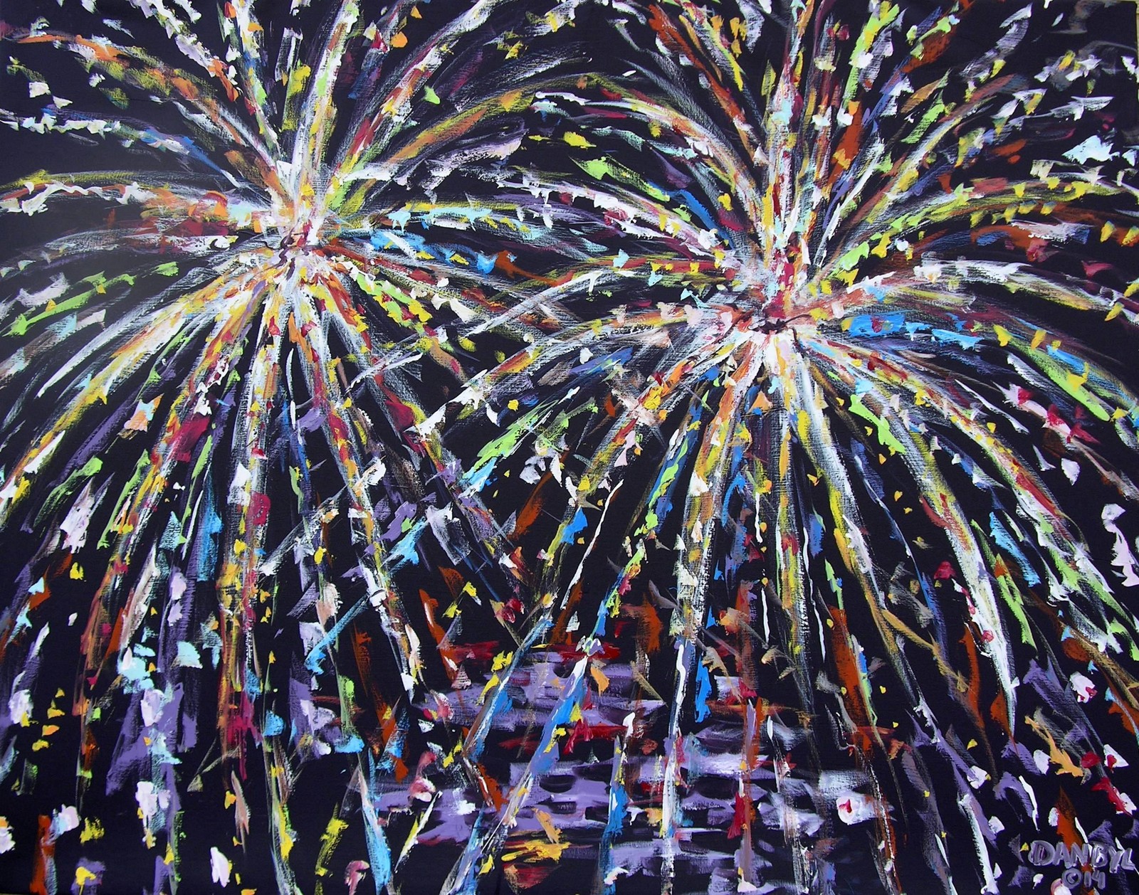 Happy New Year 2025 Fireworks Original Art PAINTING DAN BYL ...