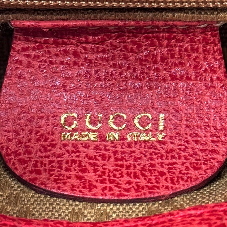 Gucci Mini Backpack Drawstring Suede Bamboo Leather Red Gold Authentic ...