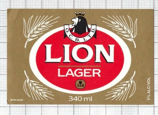 SOUTH AFRICA SAB,Johannesburg LION LAGER 340ml beer label C2206 050 | eBay