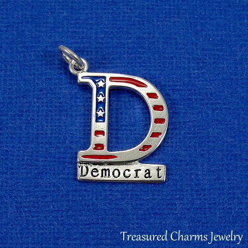 925 Sterling Silver Democrat Charm - Left Wing Liberal Socialist ...
