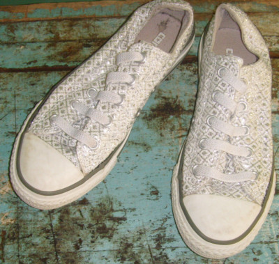 Girls Converse size 13 silver glittery play condition no tie darling ...
