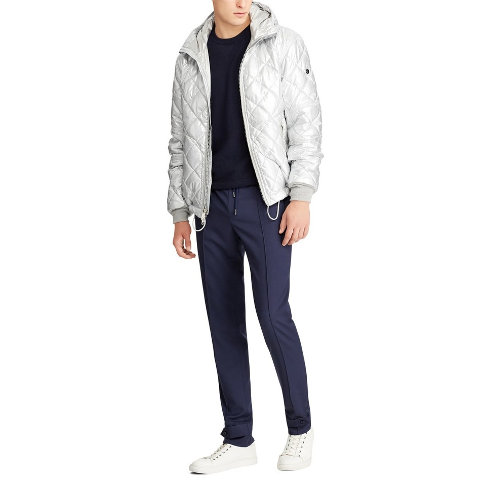 $1295 Ralph Lauren Purple Label RLX Silver Quilted Hooded Ripstop ...