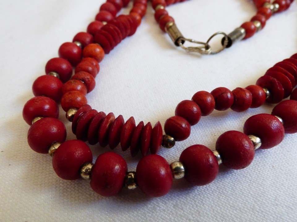 Hand crafted Fashion Red two strand beaded Necklace 27"L | eBay