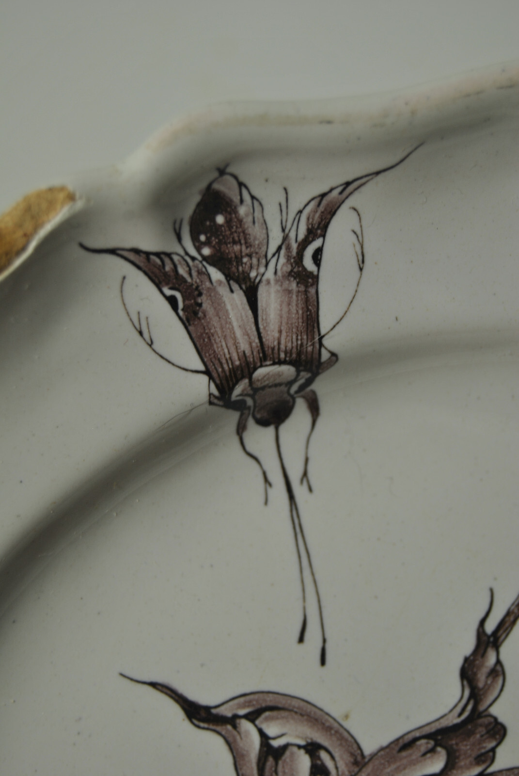 Assiette ancienne 18 siècle faience est France Lunéville oiseau ...