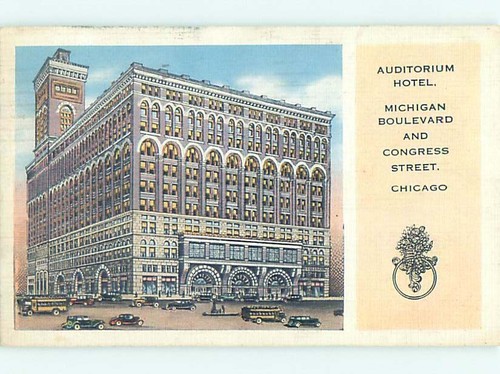 Damaged-Back Linen AUDITORIUM HOTEL Chicago Illinois IL B4358 | eBay